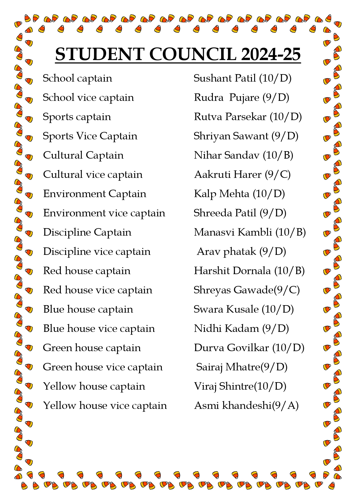 Student Council 2024 – Sane Guruji Vidyalaya English Medium School